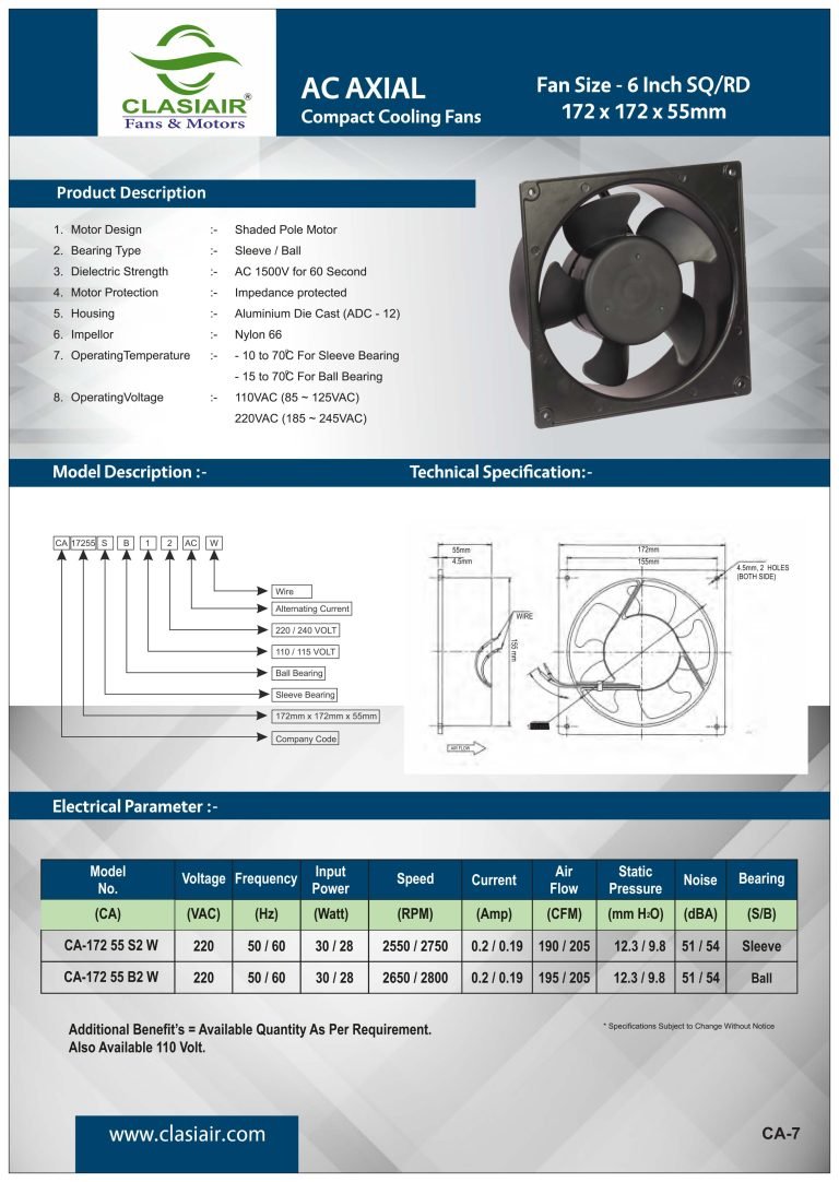 Products - Welcome To Clasiair Fans and motors